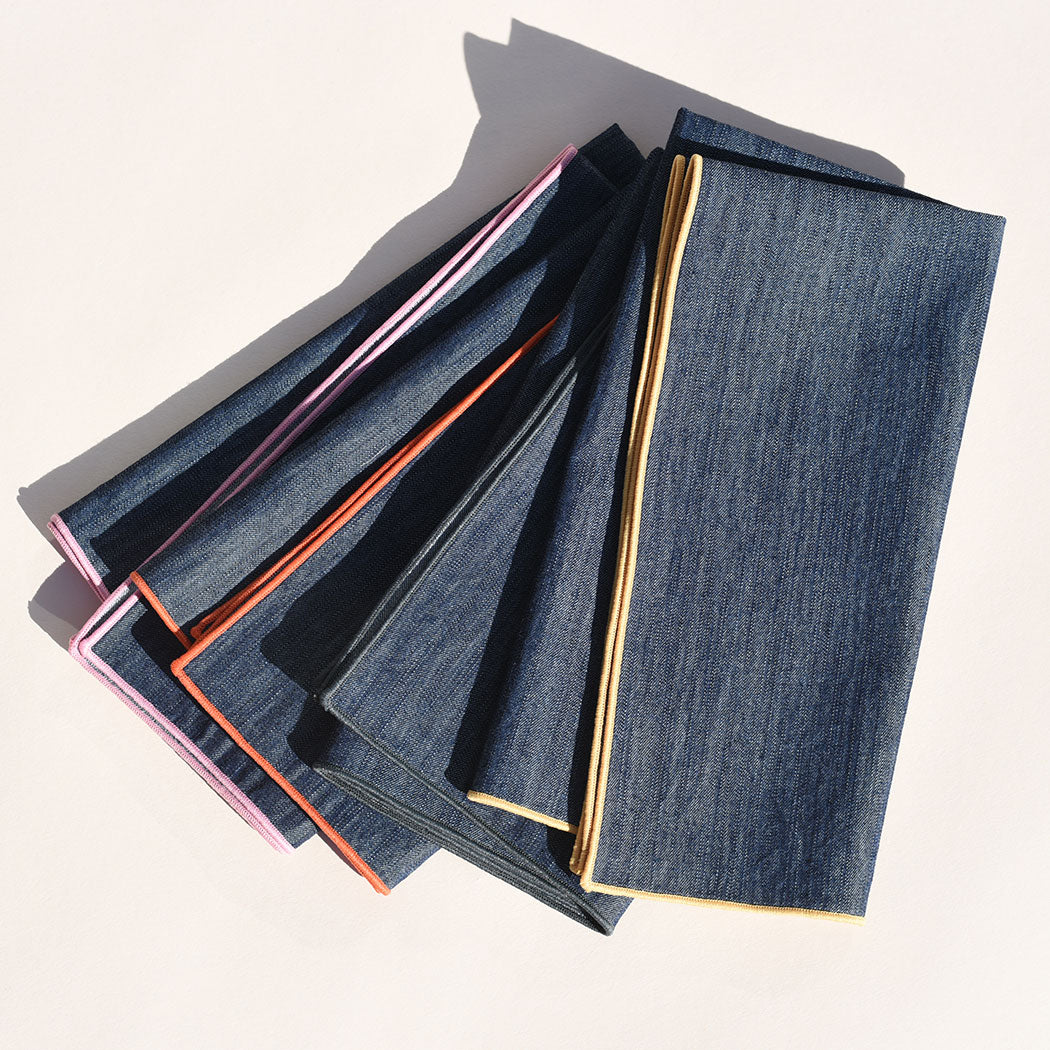 Rainbow Denim Napkins | Cloth Napkin